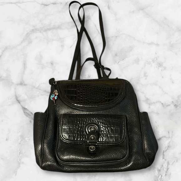 Brighton | Bags | Brighton Donatella Black Leather Backpack Purse With ...